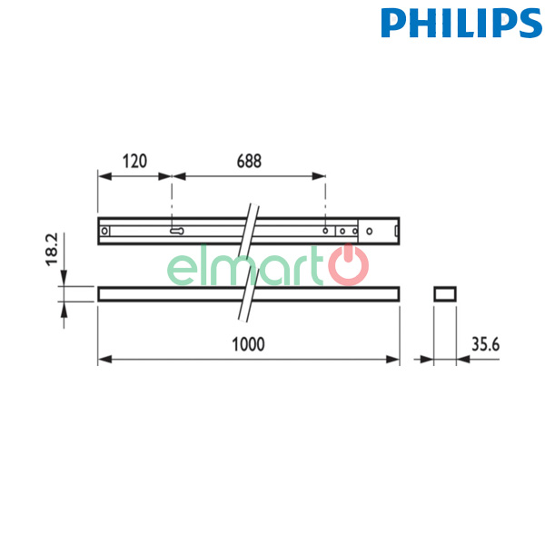 Thanh track lắp đèn chiếu điểm RCS170 1C L1000 WH, Màu trắng